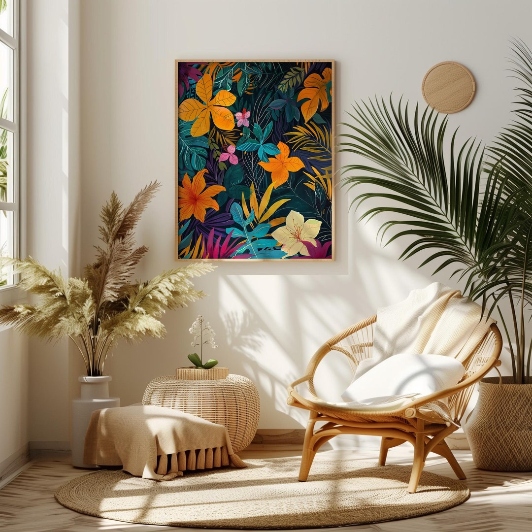 Boho Chic Jungle Leaves Art Print | Tropical Greenery Poster for Home ...