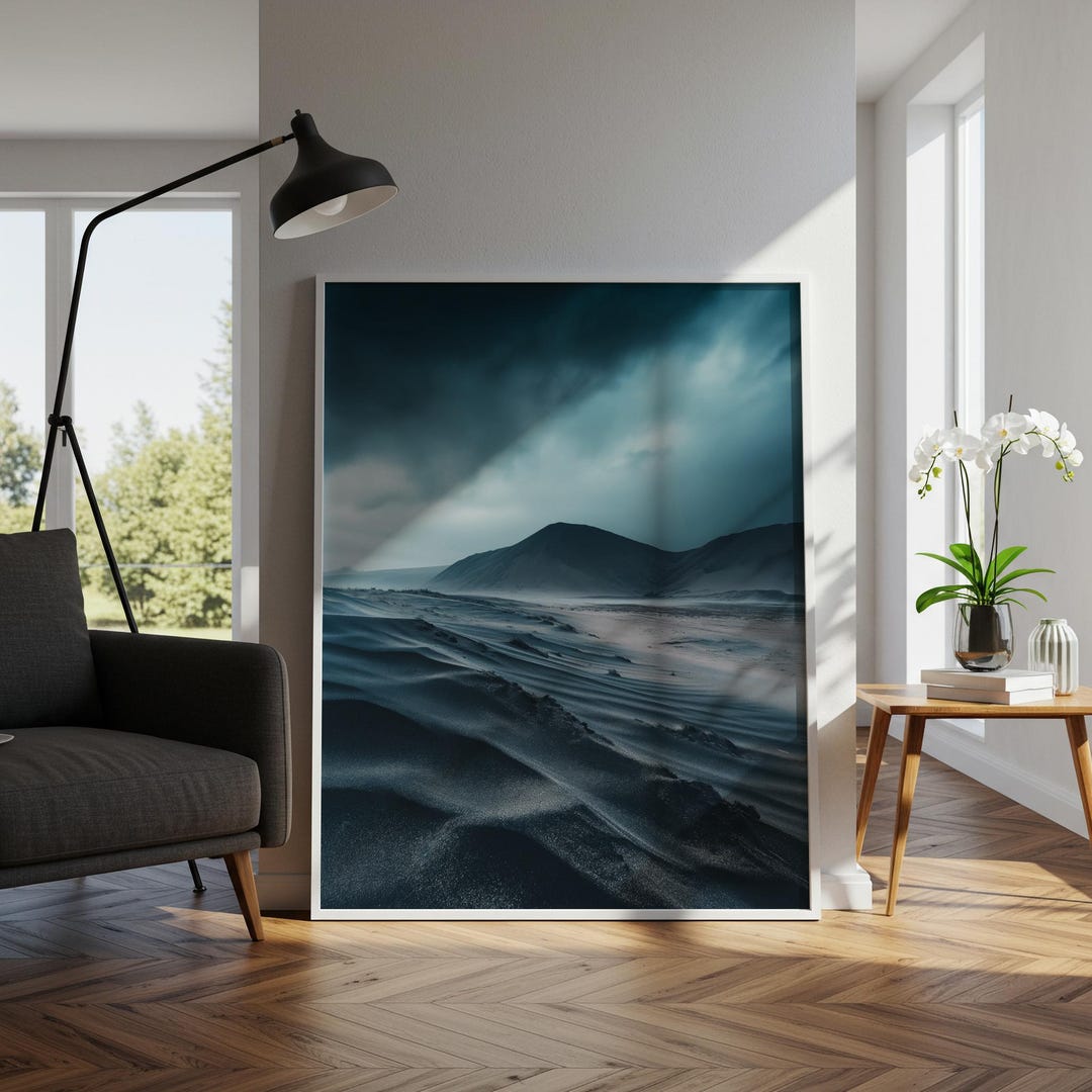 Mystical Desert Landscape Poster Print - Storm Over Dunes and Moody ...