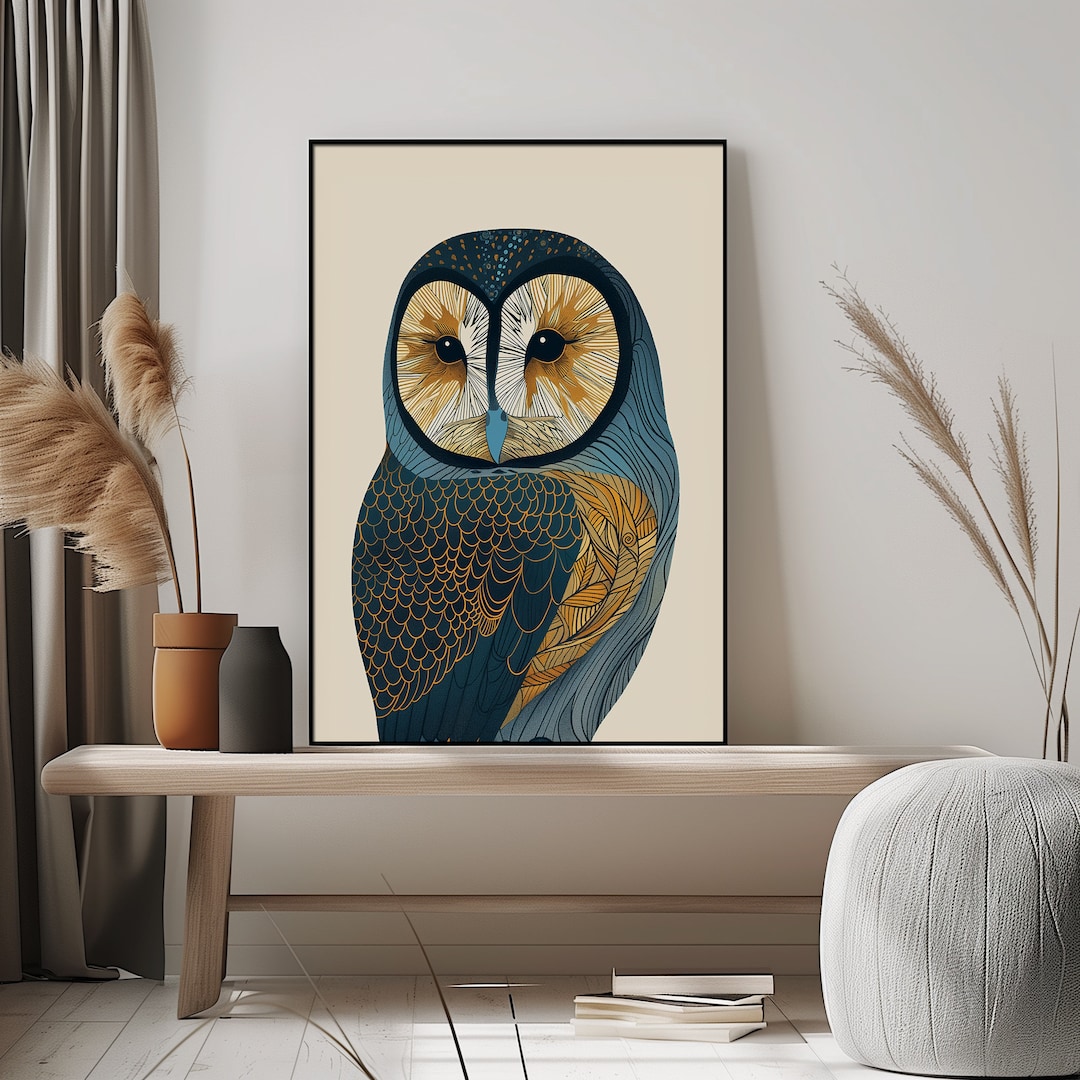 Sage of the Night - Owl Art Print - Bohemian Owl Illustration - Digital ...