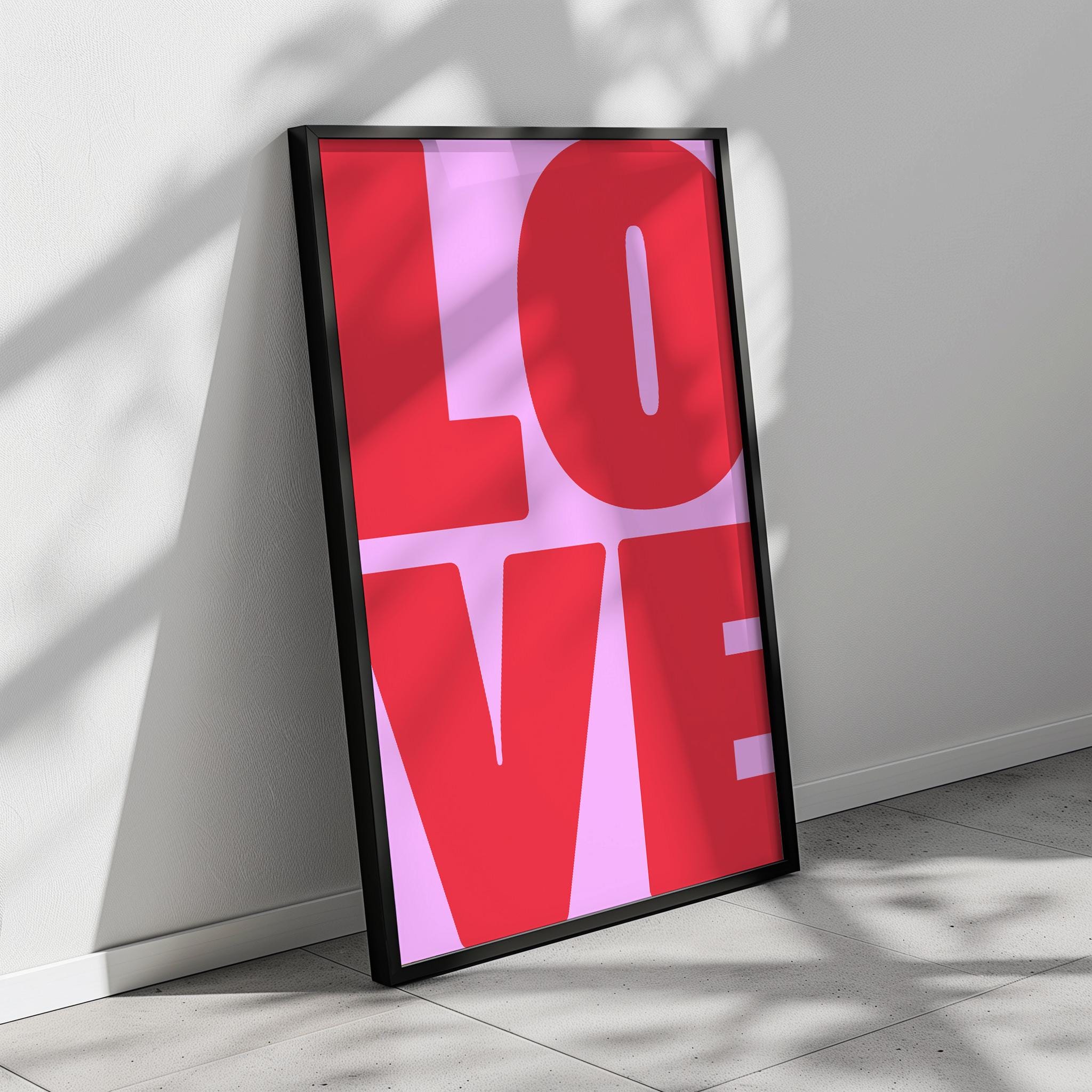 Big Love - Bold Typography Wall Art - Minimalist Pink and Red Design ...