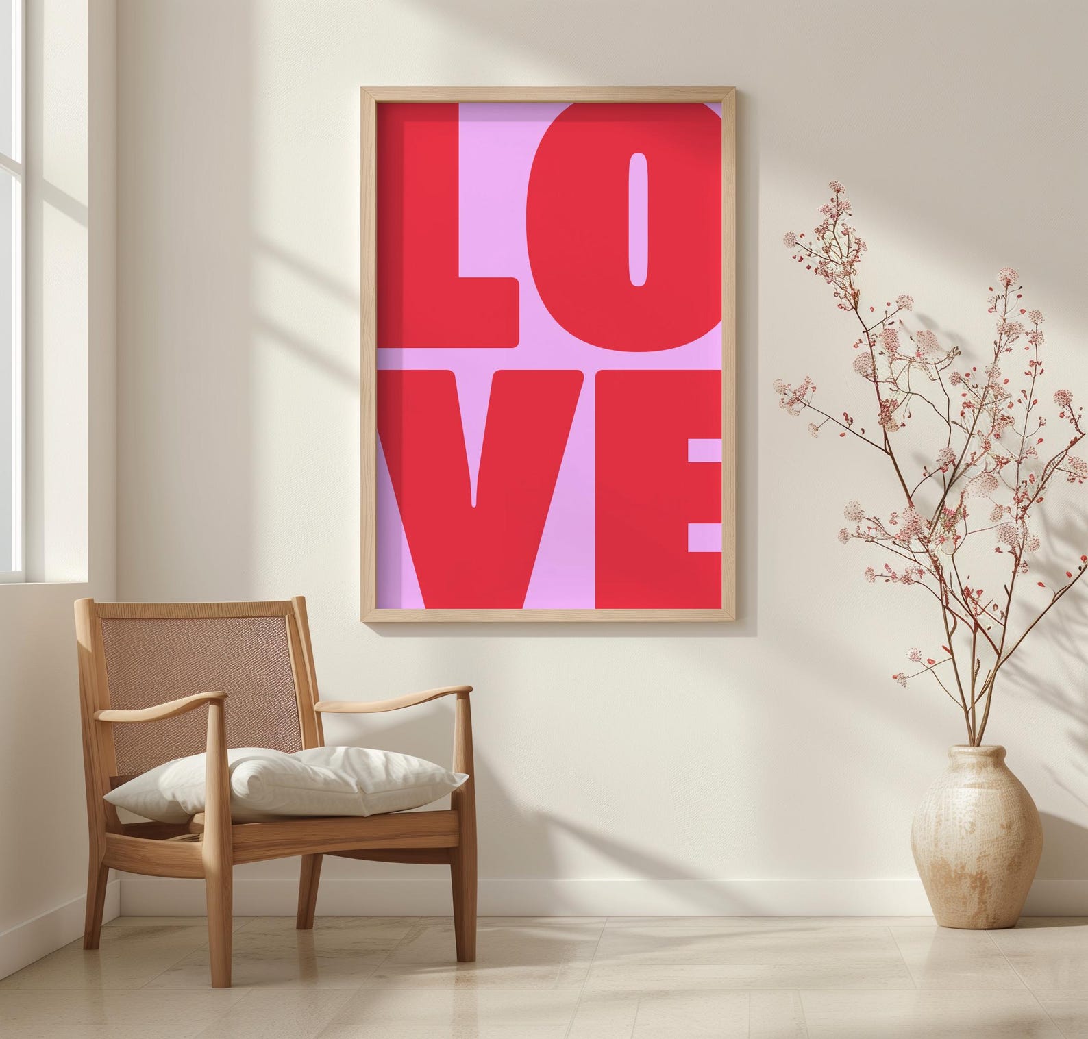 Big Love - Bold Typography Wall Art - Minimalist Pink and Red Design ...
