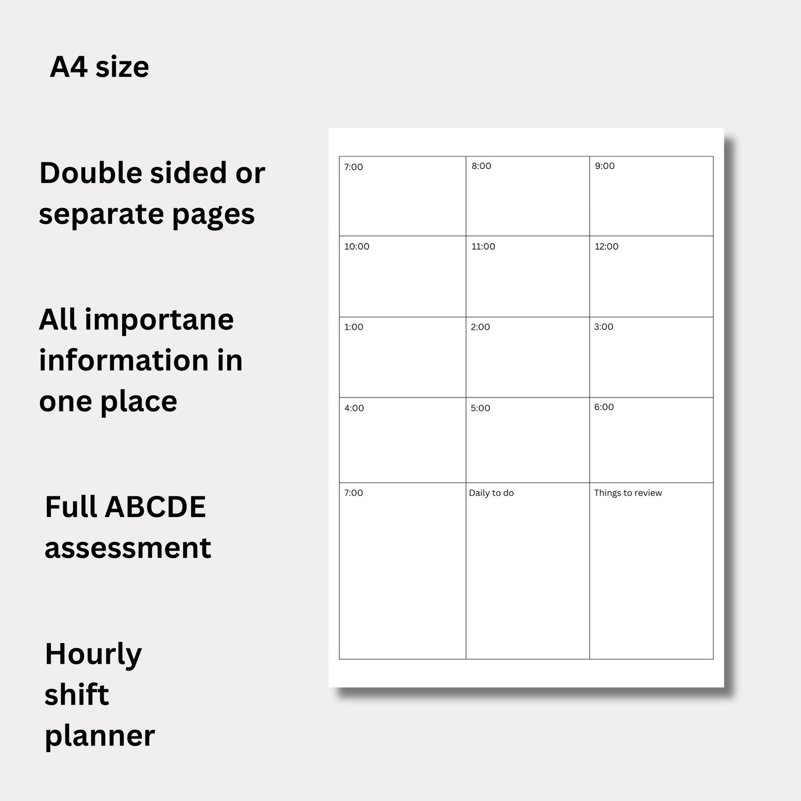 4 Patient Nurse Handover Sheet Four Patient Details and Hourly Shift ...