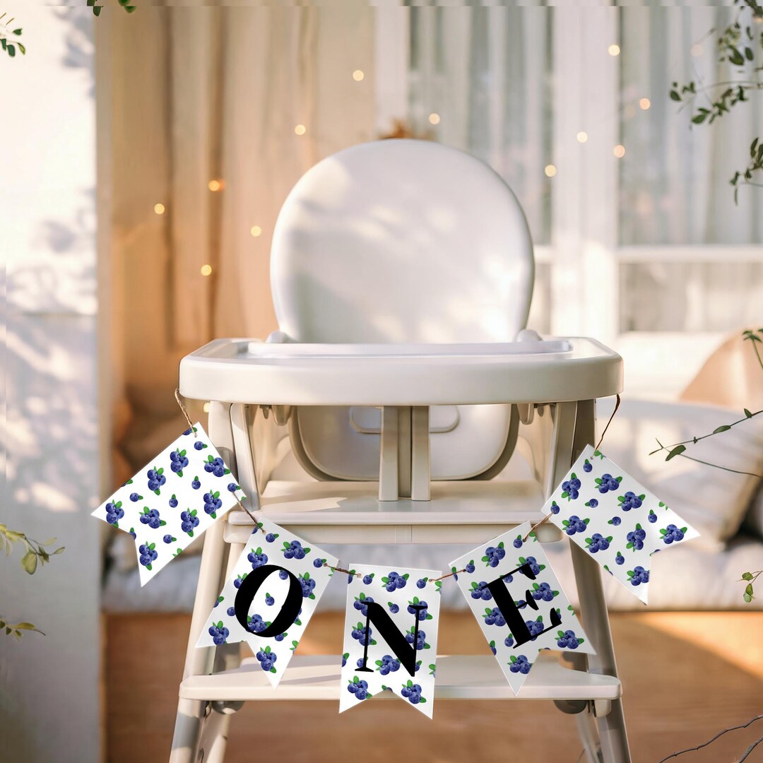 Blueberry Birthday High Chair Banner | Berry First Birthday | Editable ...