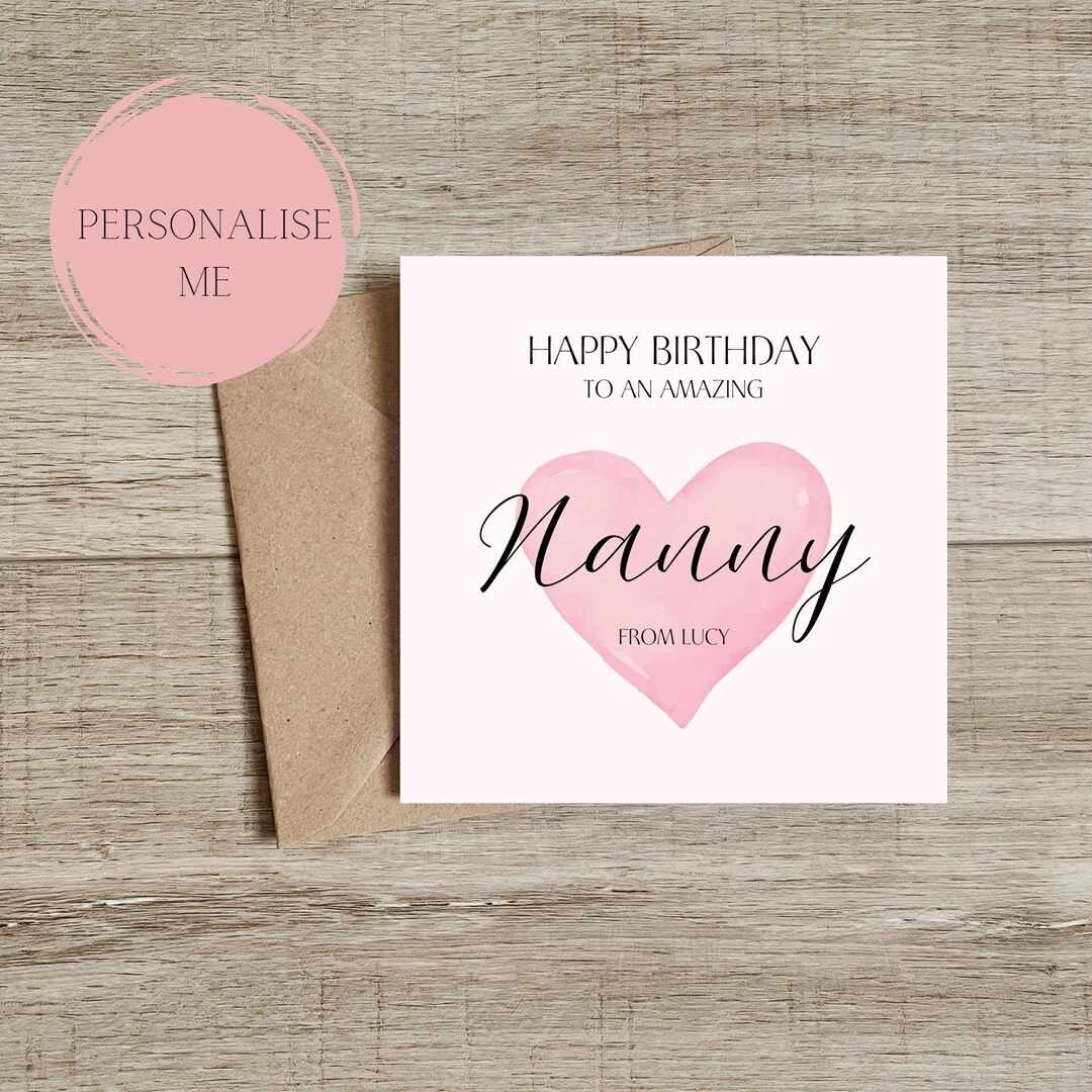 Personalised Nanny Birthday Card, Happy Birthday Card for Nanny, Nanny ...