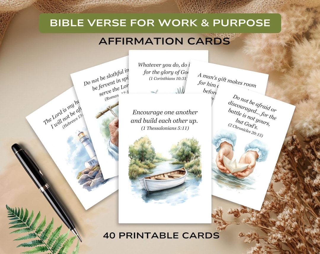 Bible Verse Affirmation Cards for Work and Purpose | Christian ...