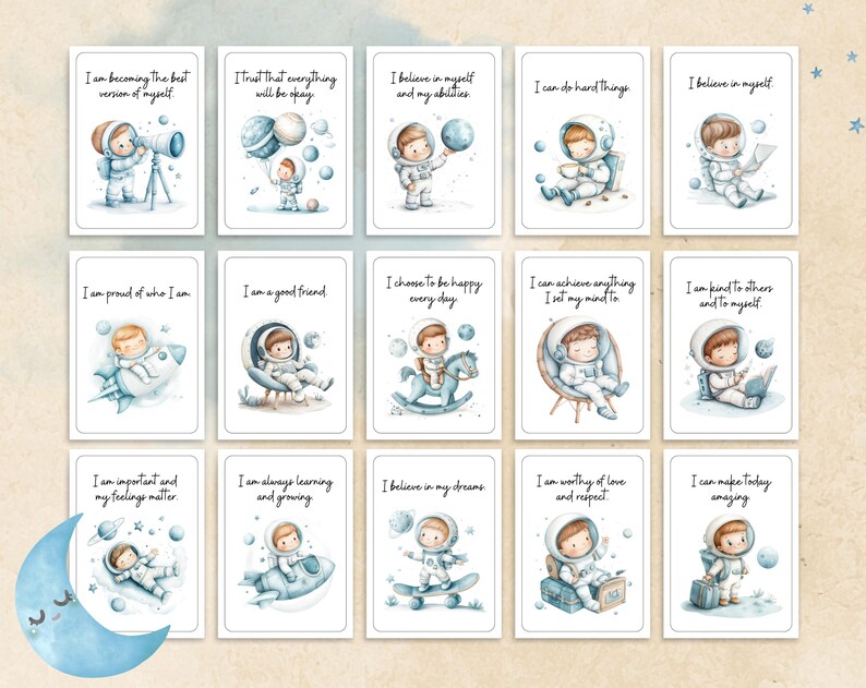 Positive Affirmation Cards for Kids | Astronaut Theme | Printable ...