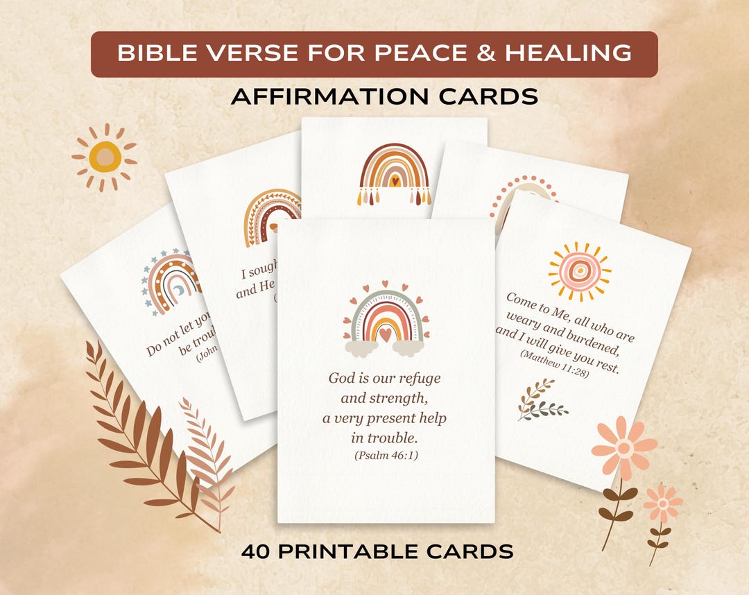 Bible Verse Affirmation Cards for Peace and Healing | Scripture for ...