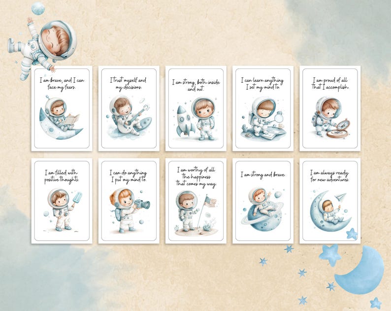 Positive Affirmation Cards for Kids | Astronaut Theme | Printable ...