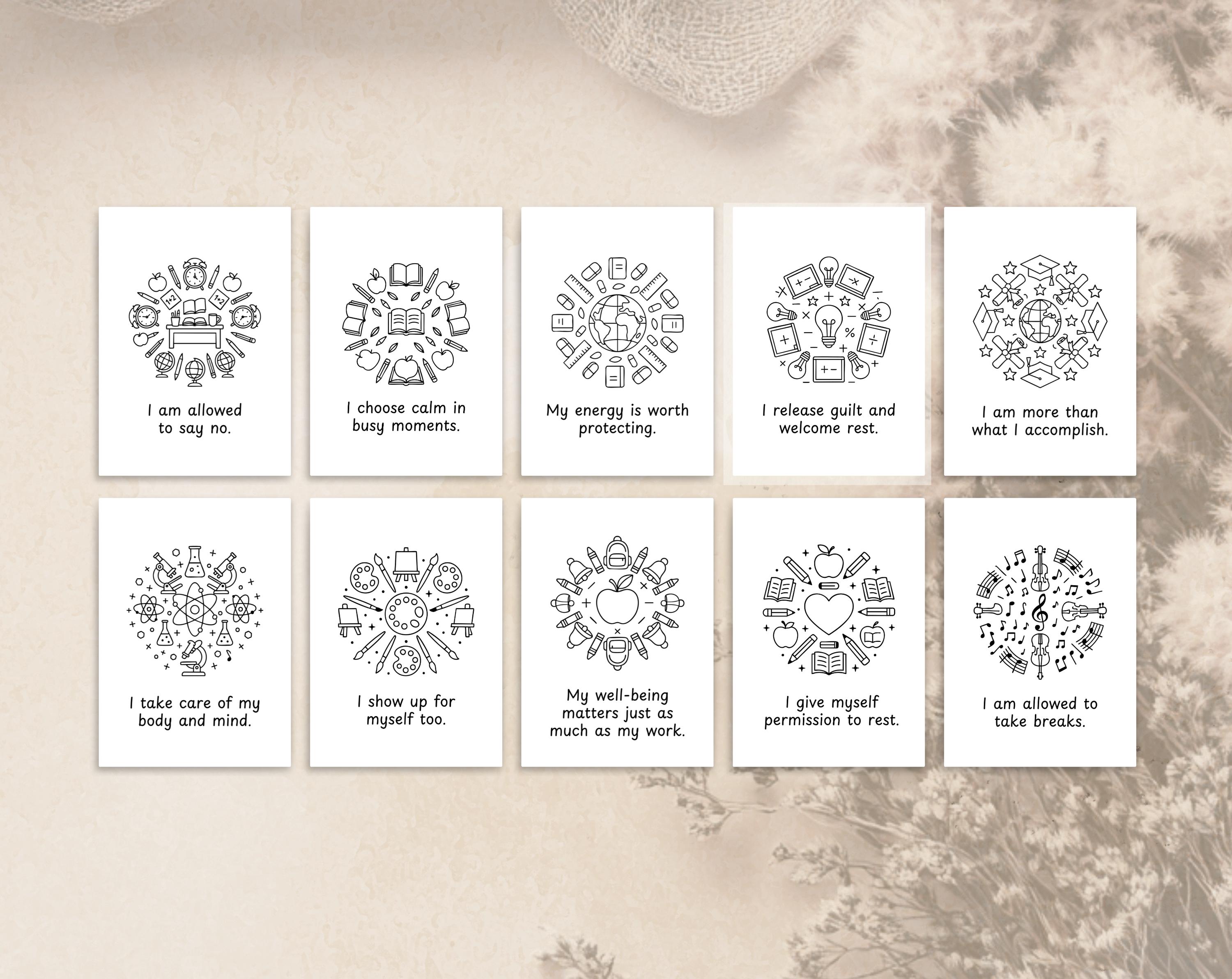 Teacher Affirmation Cards: Self-care & Wellness - Printable Positive ...