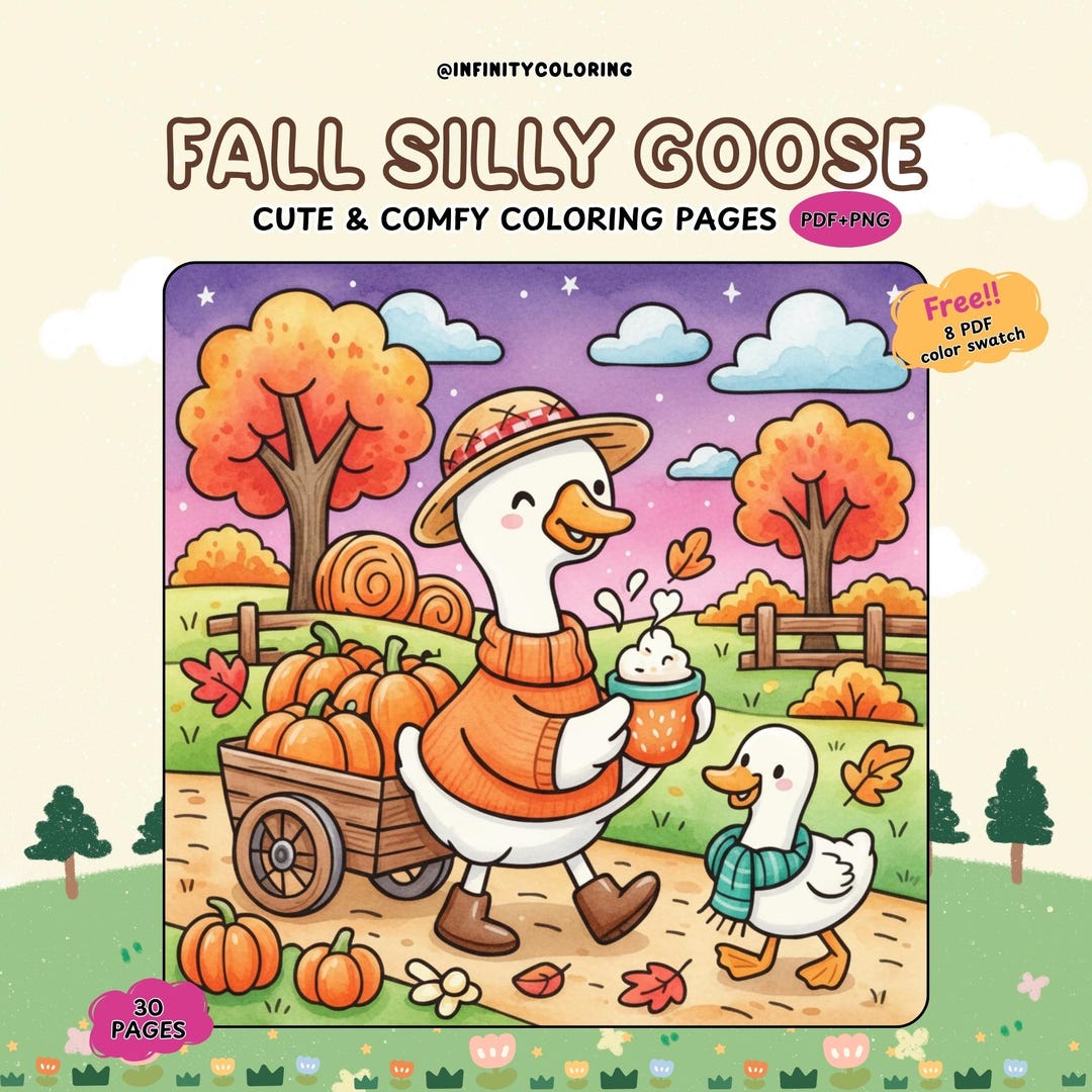 Fall Coloring Pages | Fall Silly Goose : Autumn Art for Kids & Adults ...