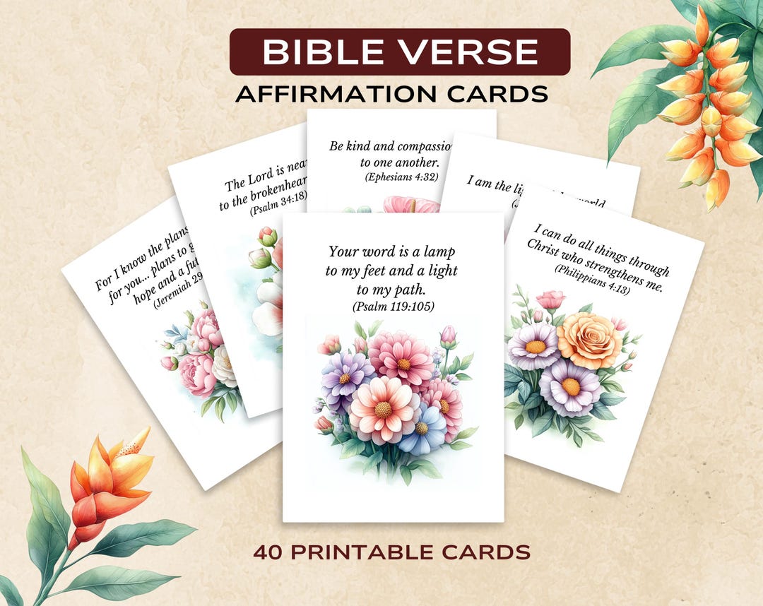 Bible Verse Affirmation Cards | Printable Scripture-based Encouragement ...