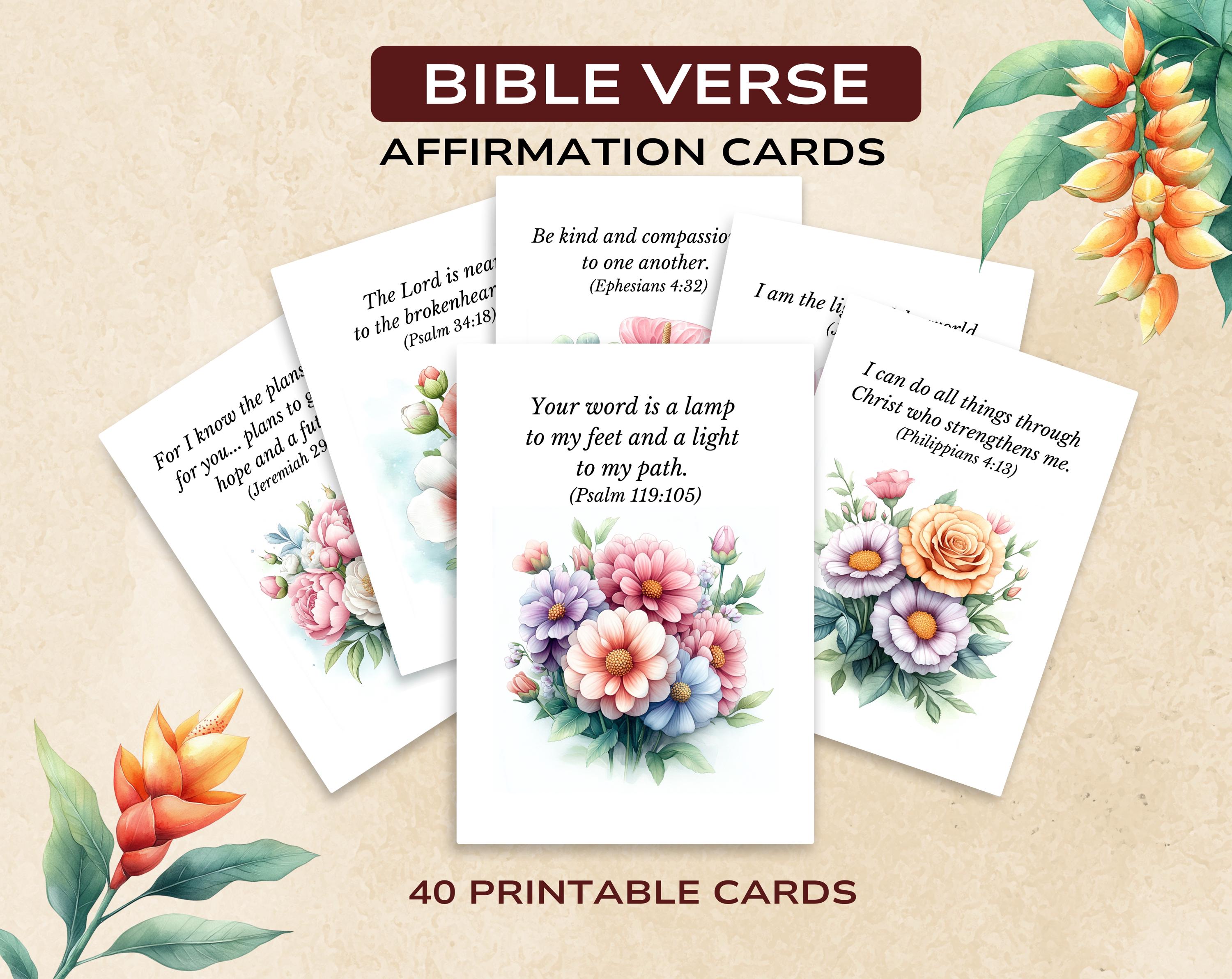 Bible Verse Affirmation Cards | Printable Scripture-based Encouragement ...