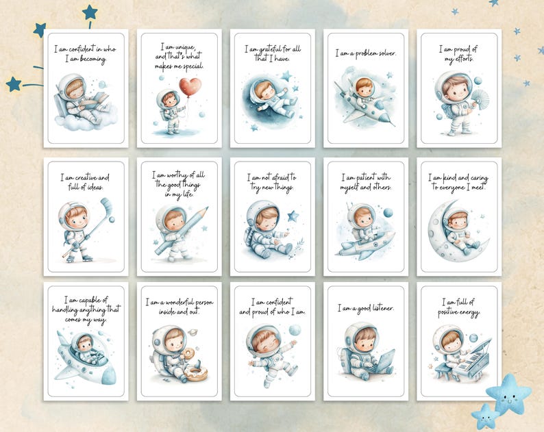 Positive Affirmation Cards for Kids | Astronaut Theme | Printable ...