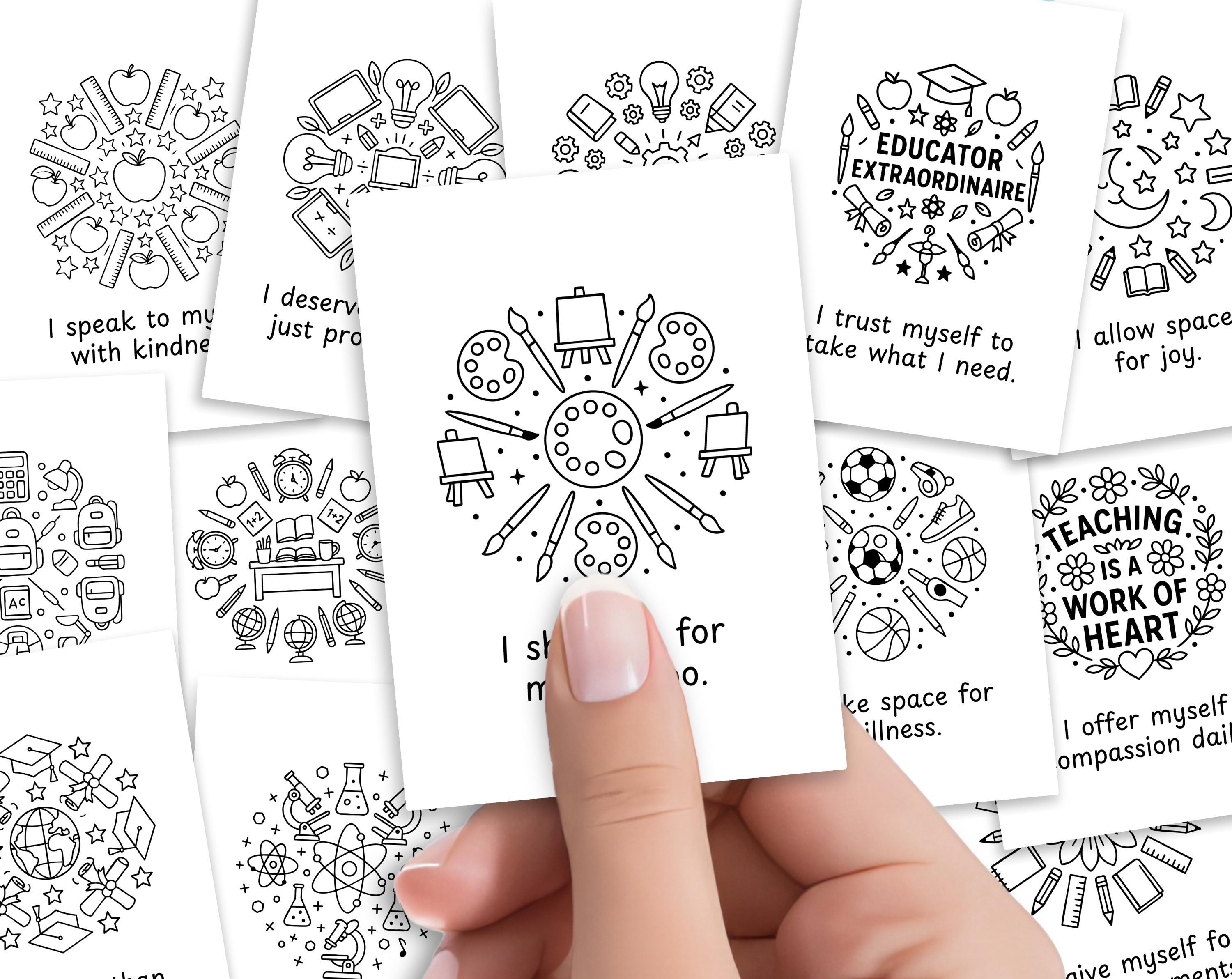 Teacher Affirmation Cards: Self-care & Wellness - Printable Positive ...