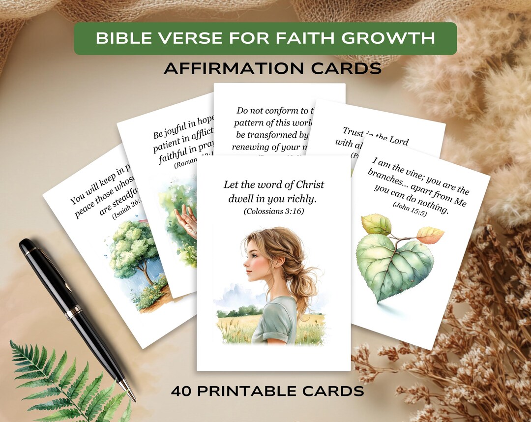 Bible Verse Affirmation Cards for Faith Growth | Scripture for Trust ...