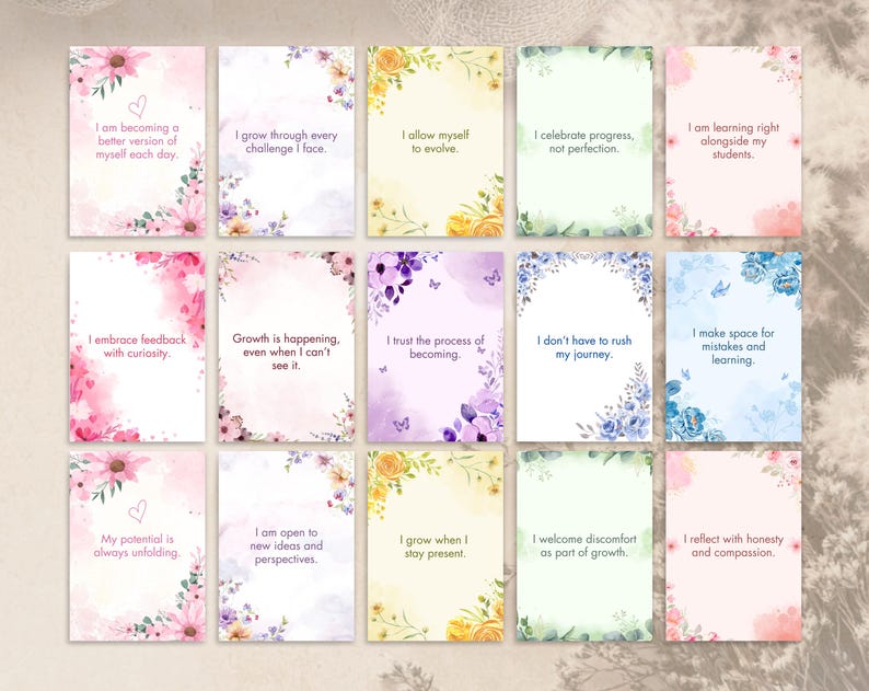 Teacher Affirmation Cards: Printable Growth Mindset Quotes (digital ...