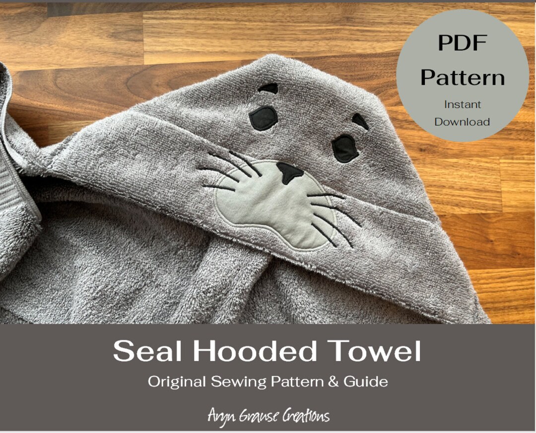 Seal Hooded Towel Sewing Pattern and Guide DIY Digital Download, PDF ...