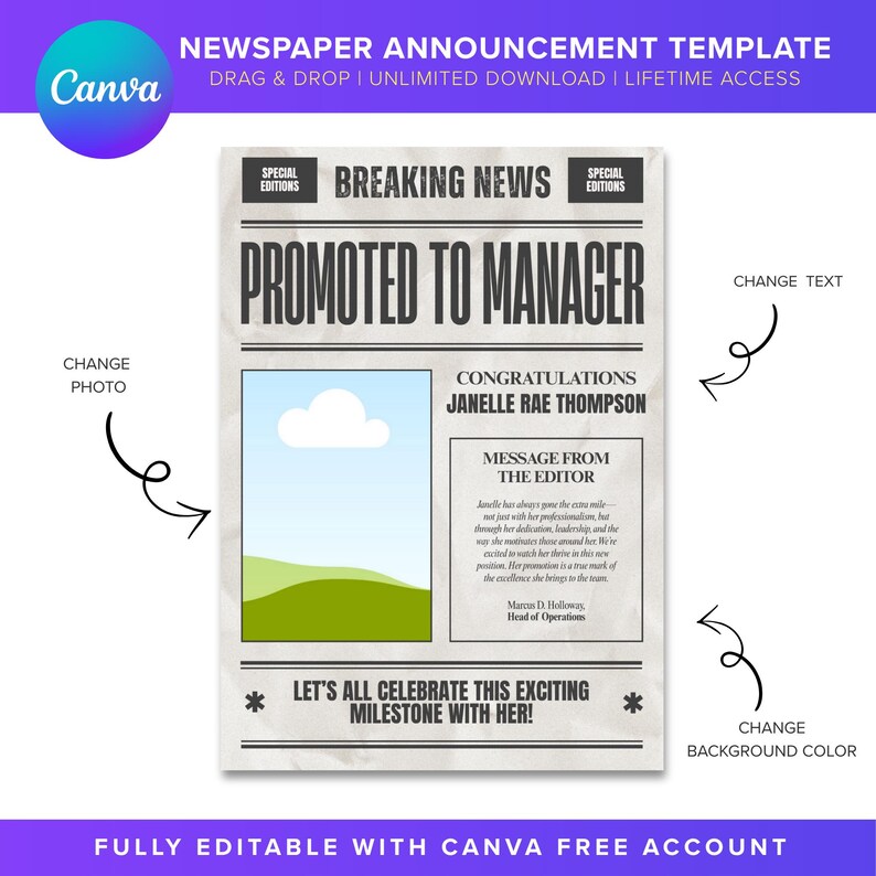 Canva Business Newspaper Template, Custom Newspaper for Photoshoot, DIY ...