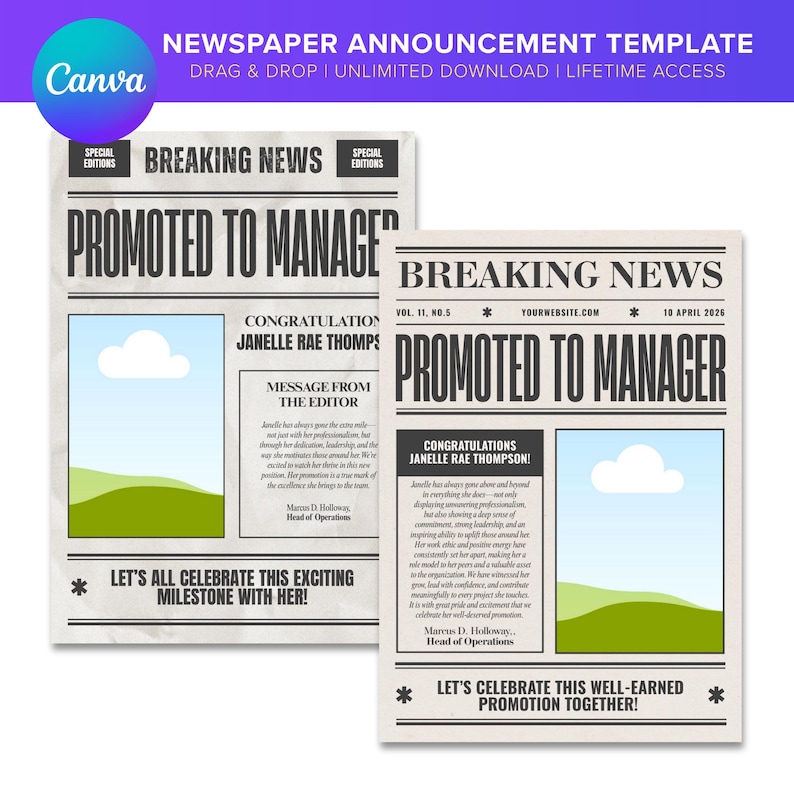 Canva Business Newspaper Template, Custom Newspaper for Photoshoot, DIY ...