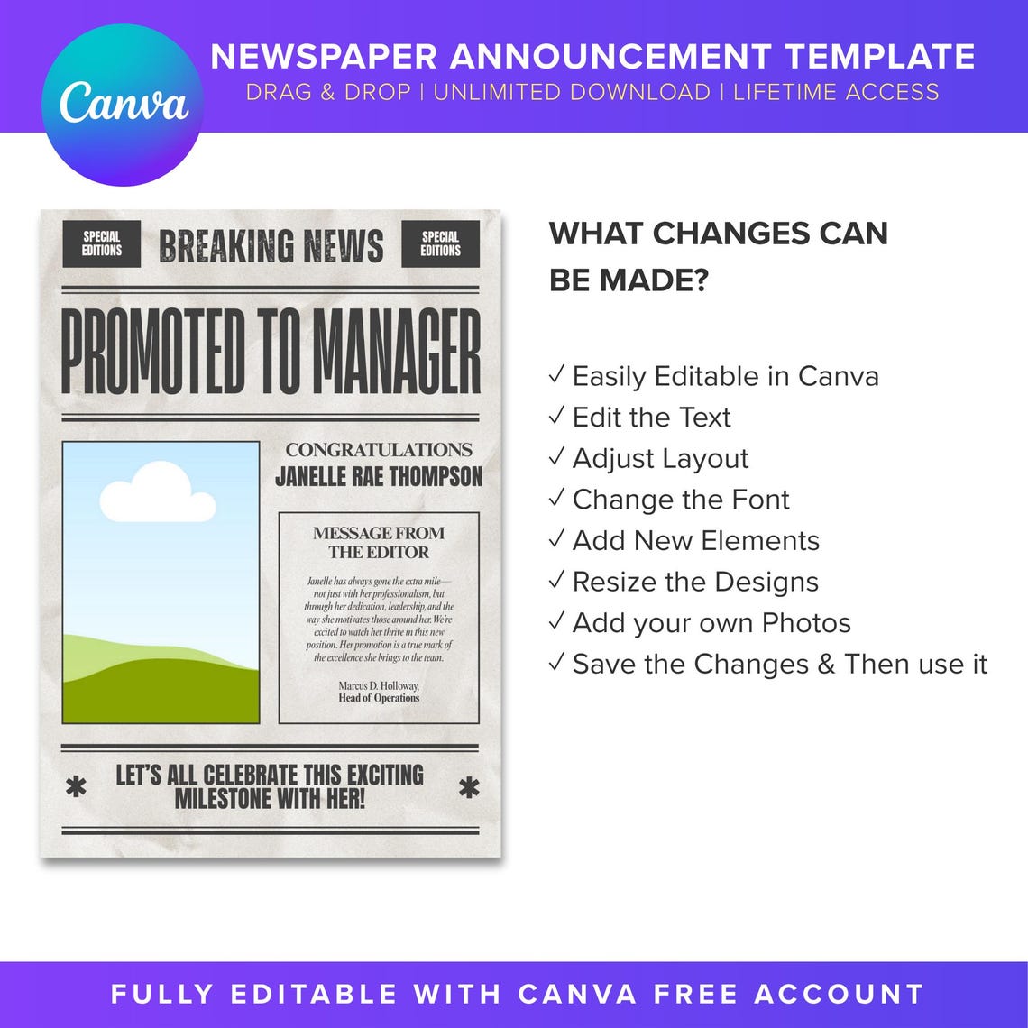 Canva Business Newspaper Template, Custom Newspaper for Photoshoot, DIY ...