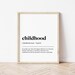 Childhood Definition Print Childhood Art Definition Printable Digital ...