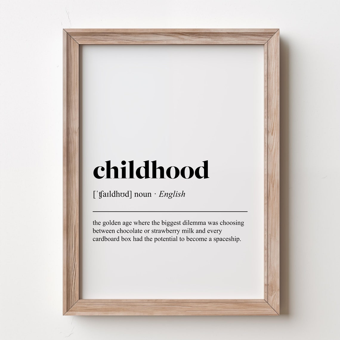 Childhood Definition Print Childhood Art Definition Printable Digital ...