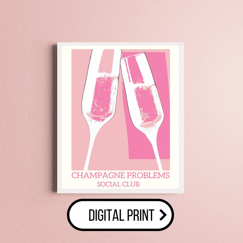 Taylor Swift Champagne Problems Digital Poster Pink Pop Art Aesthetic ...
