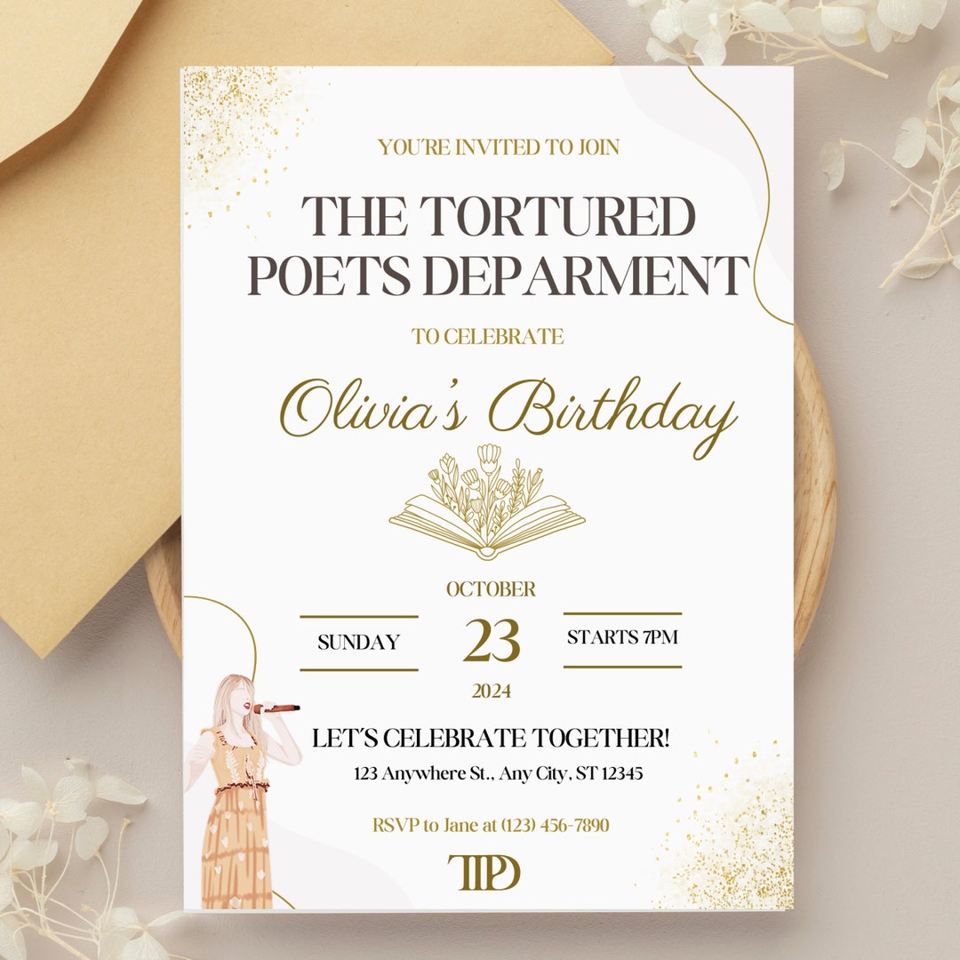 Taylor TTPD Invitation Personalized Taylor Party Invite Tortured Poets ...