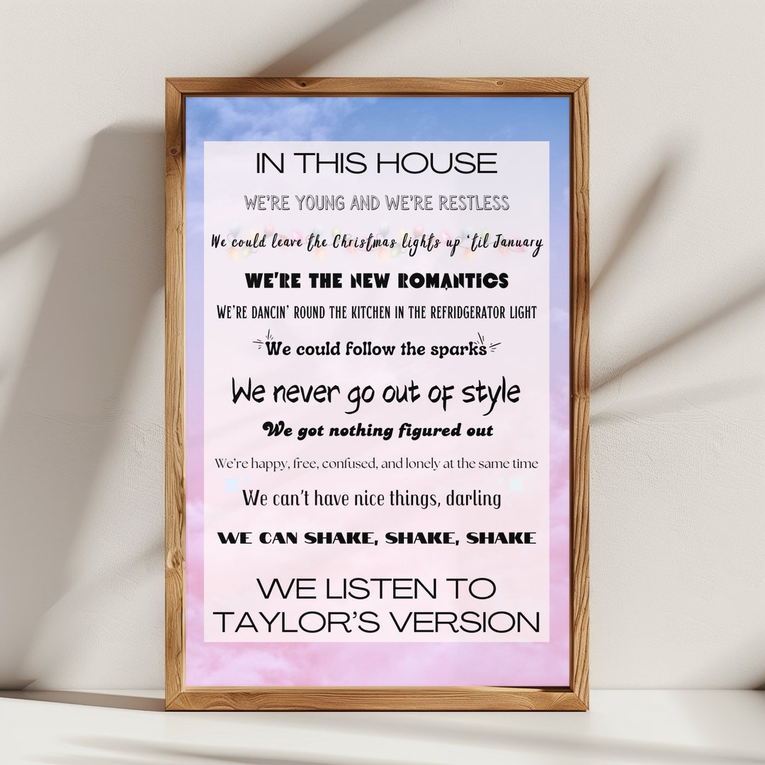 Taylor Lyrics Wall Art, in This House We Listen to Taylors Version ...