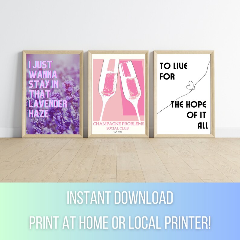 Taylor Swift Champagne Problems Digital Poster Pink Pop Art Aesthetic ...