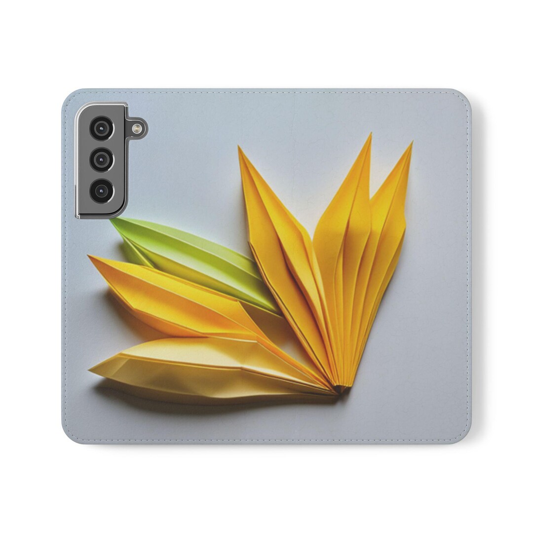 Stylish Retro Origami Banana Flip Phone Case With Stand & Card Pockets ...