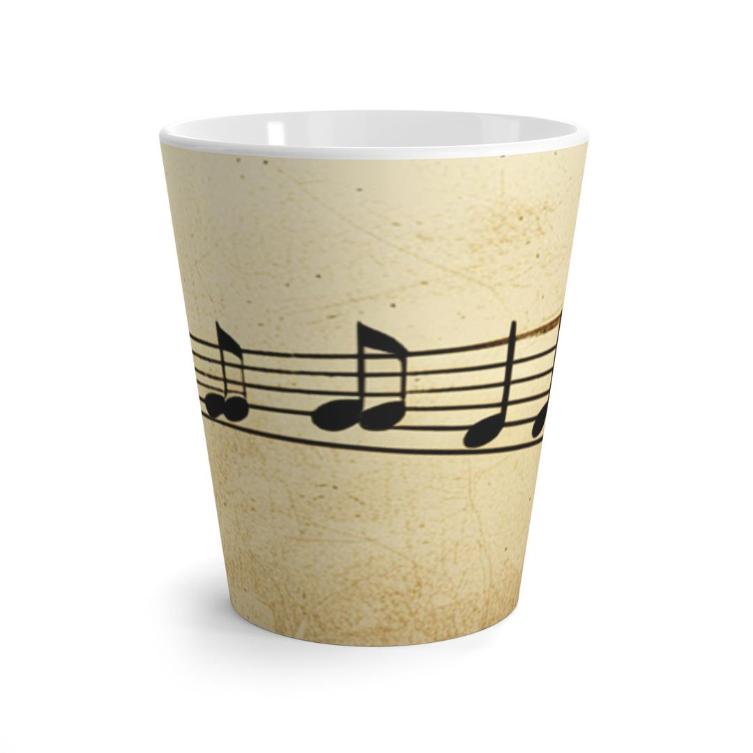 Sheet Music Latte Mug, Music Notes Coffee Cup, Musical Theme Drinkware ...