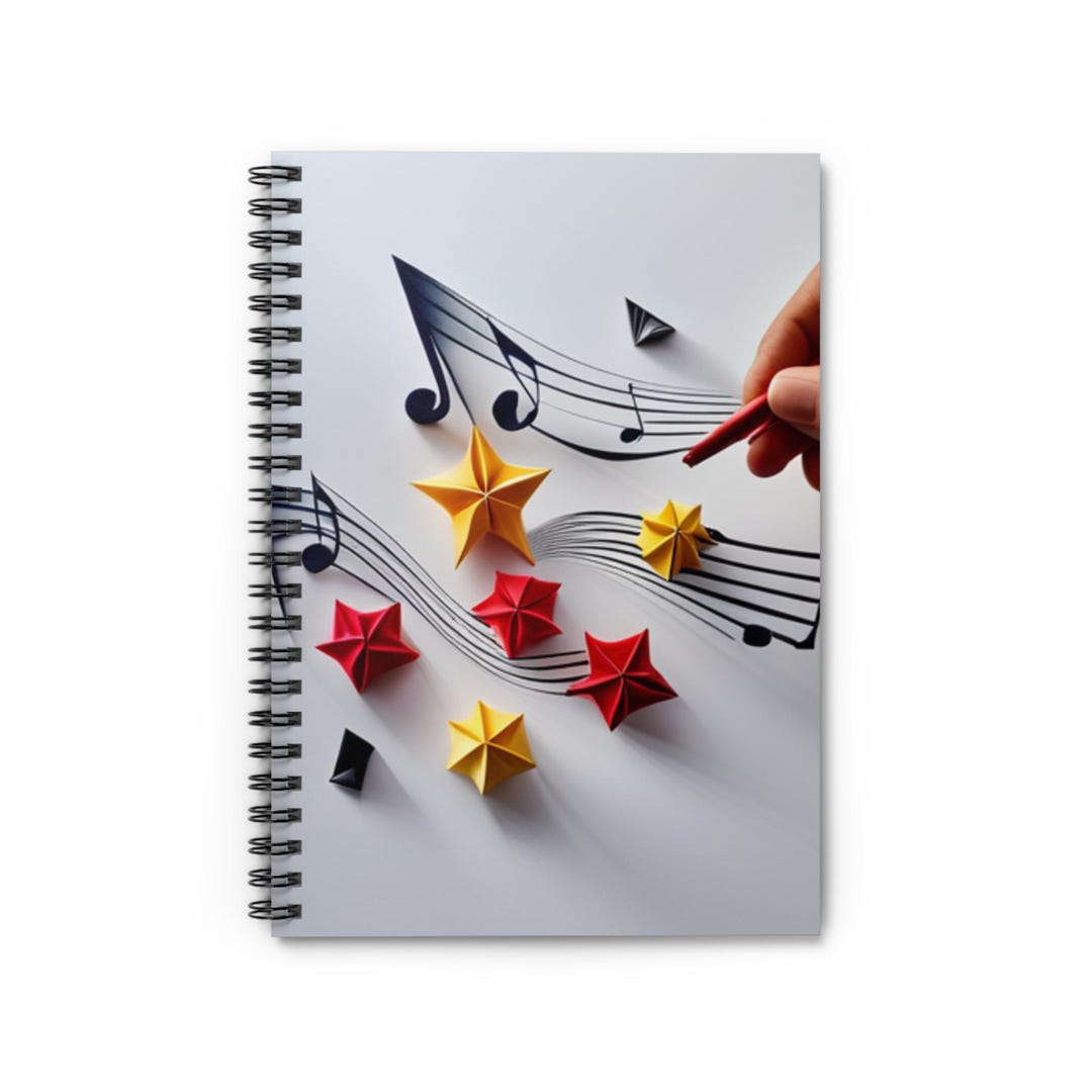 Music Notes Origami Spiral Notebook, Ruled Line Journal for Music ...