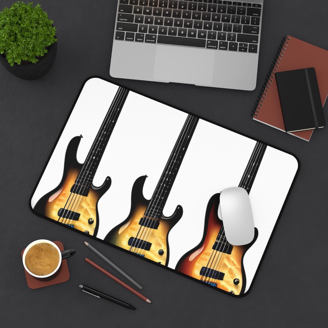 Bass Guitar Art Desk Mat | Bassline Workspace Mat for Office and Home ...