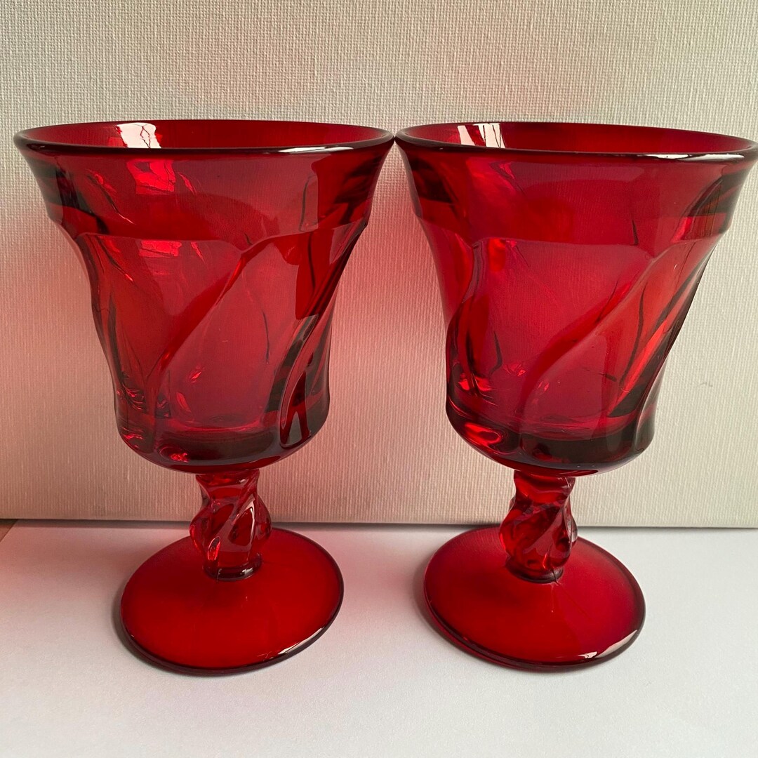 Vintage Fostoria Ruby Red “jamestown” Set of Two Wine Glasses for ...