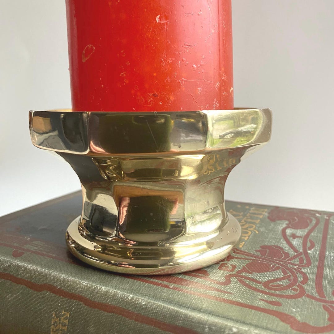 Vintage Heavy Brass Candlestick: Temple Style, Wide Base - Etsy