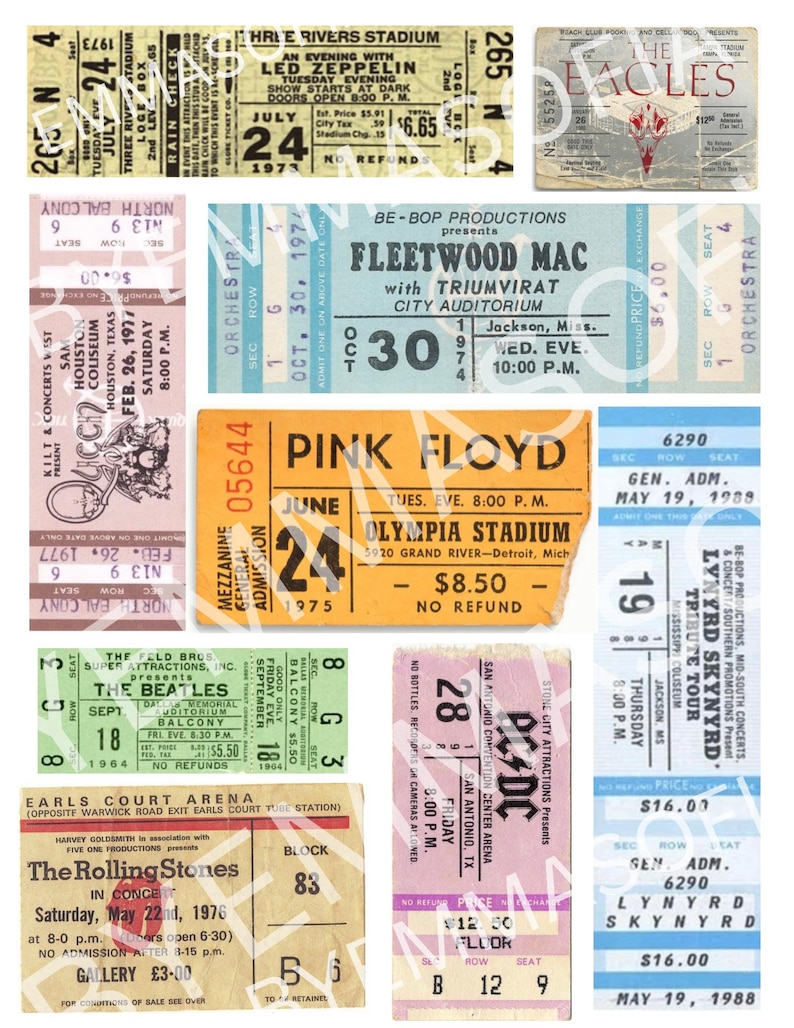 Vintage Concert Tickets Digital Download - Etsy