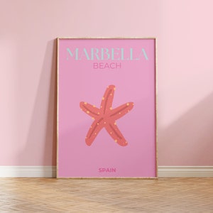Gen Z Travel Vibes: Spanish Coast Posters Groovy Beach (pink, Blue ...
