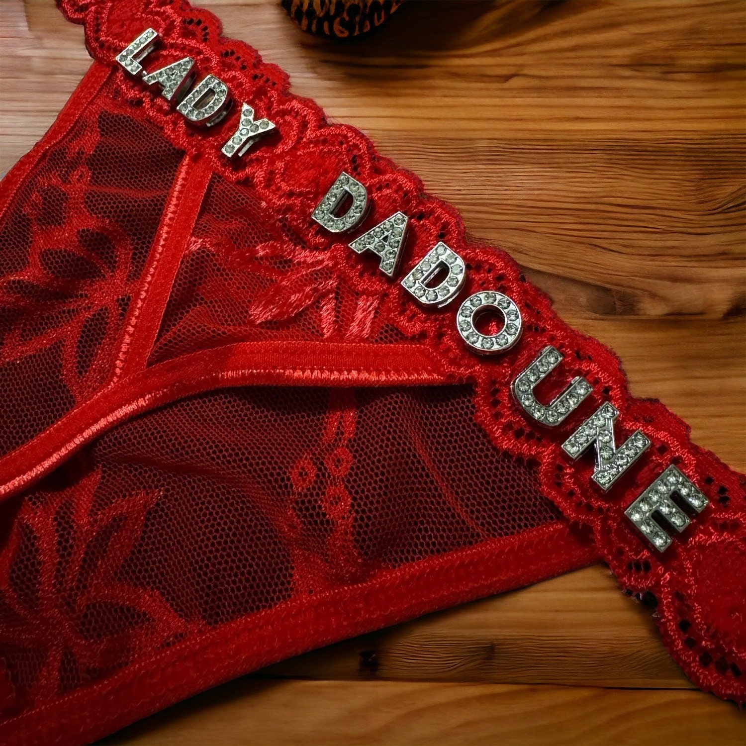 Custom Name Lace Thong Personalized Diamond Crystal Triangle Underwear ...