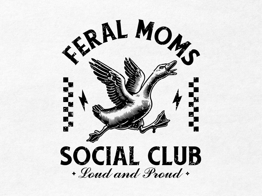 Feral Moms, Retro Checkered T-shirt Graphic, Transparent PNG, High ...