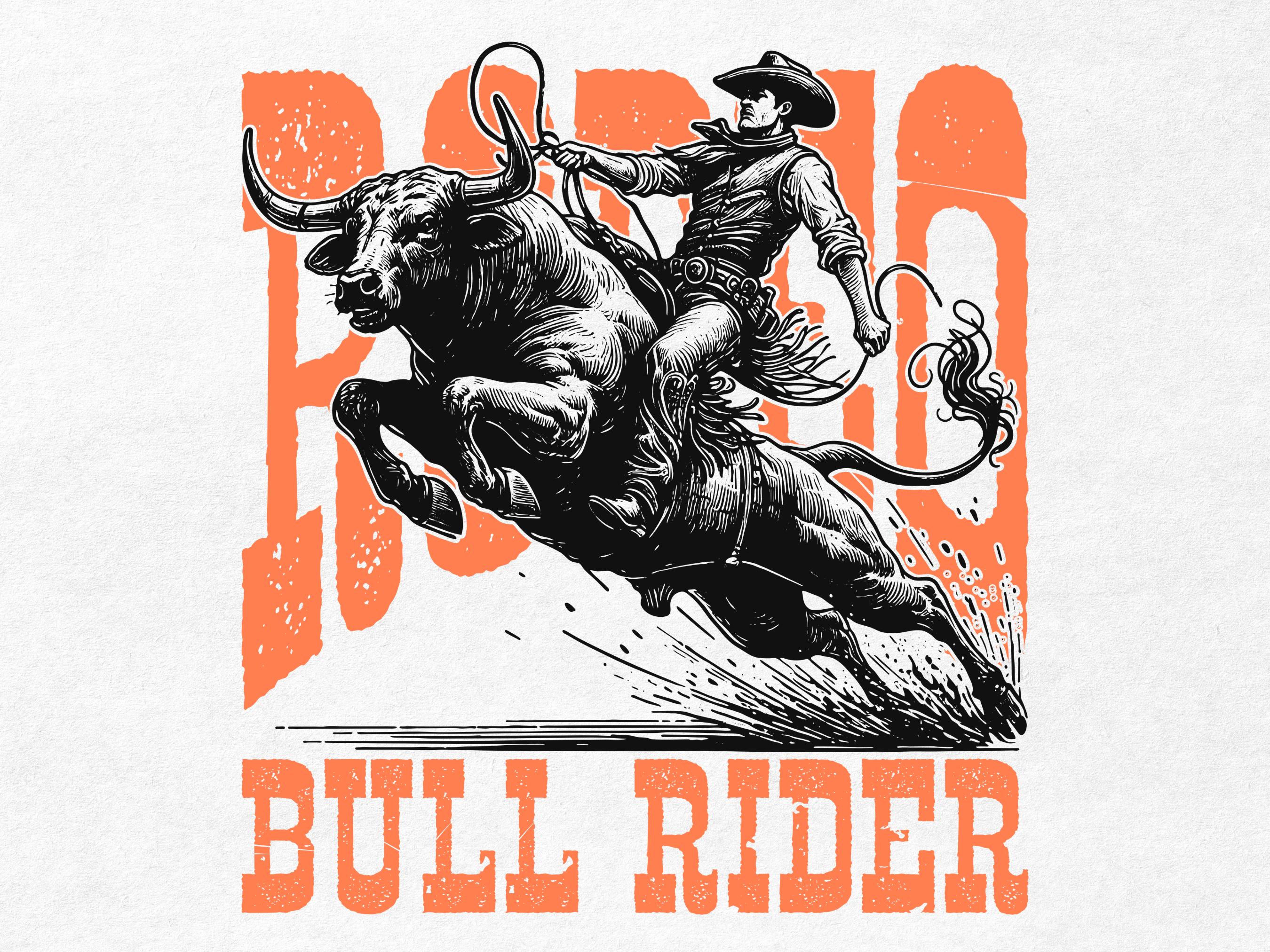 Rodeo Bull Rider, Retro Vintage, PNG Sublimation, Transparent PNG, High ...