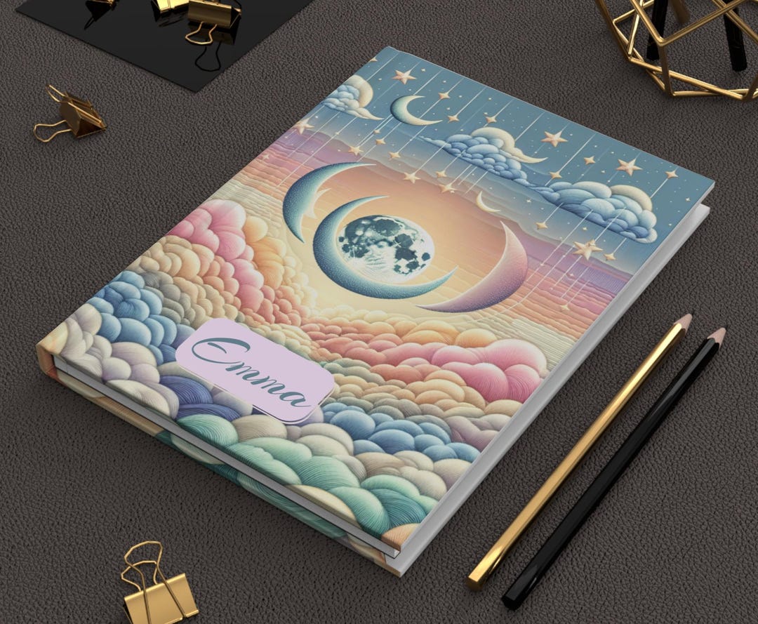 Personalized Moon and Stars Journal, Customized Notebook for Women ...