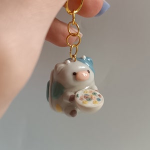 Colorful Cow, Polymer Clay Keychain ,bag Accessory. - Etsy