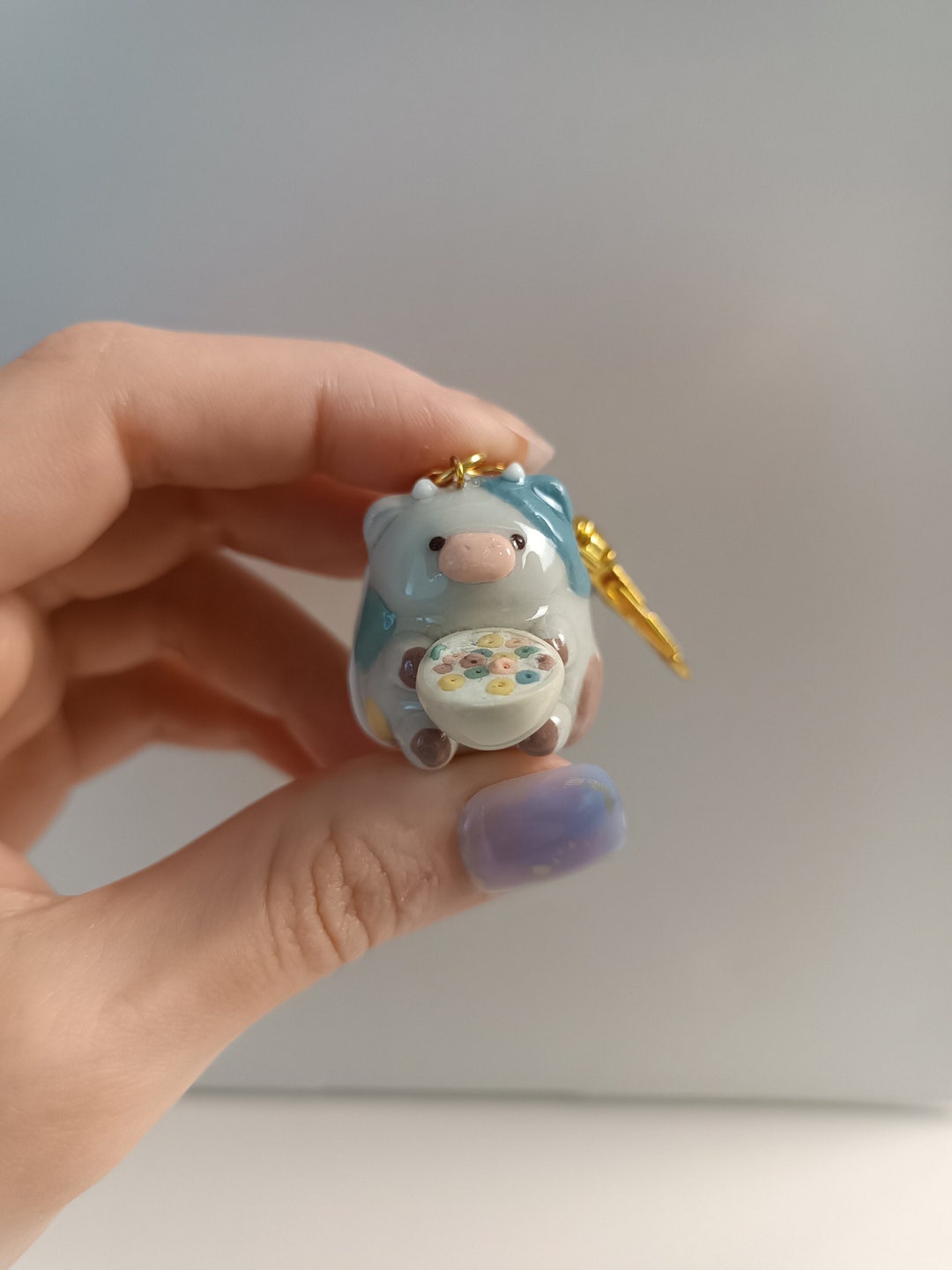 Colorful Cow, Polymer Clay Keychain ,bag Accessory. - Etsy