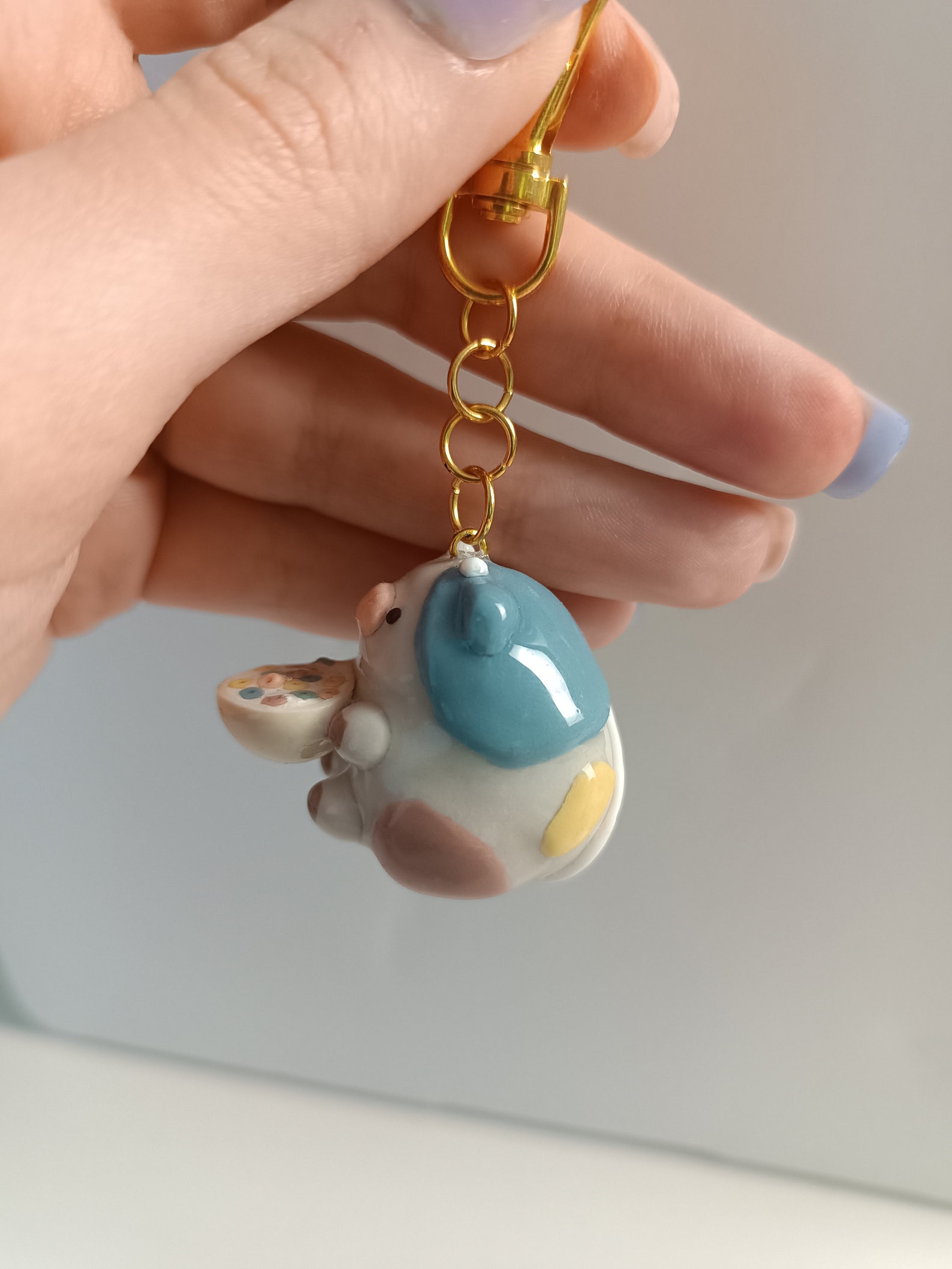 Colorful Cow, Polymer Clay Keychain ,bag Accessory. - Etsy