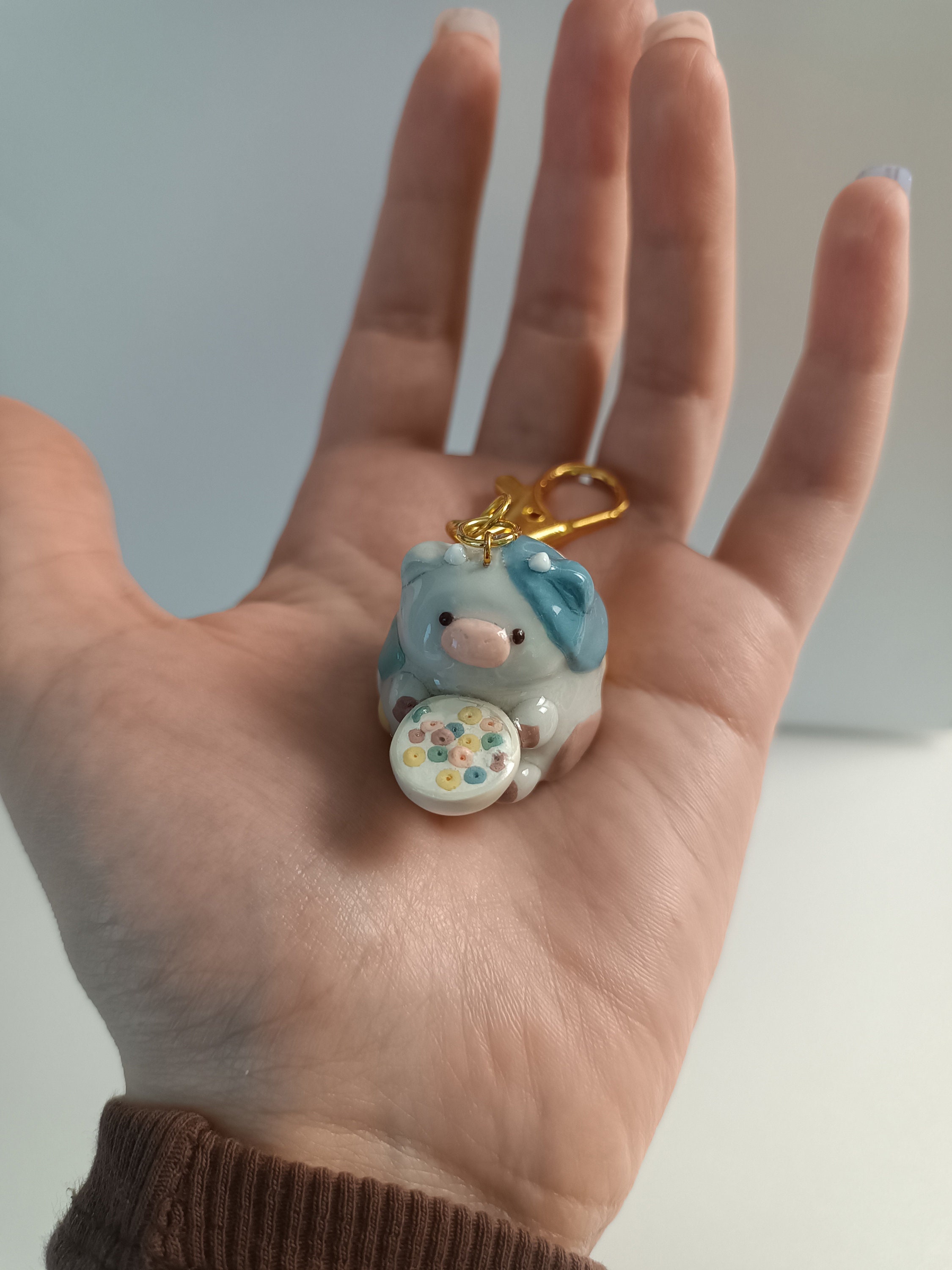 Colorful Cow, Polymer Clay Keychain ,bag Accessory. - Etsy