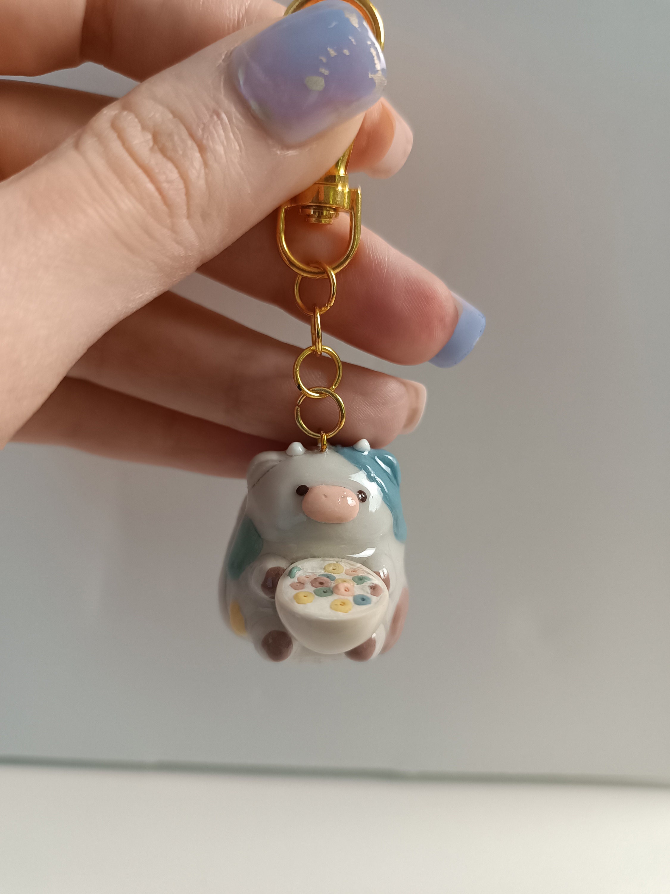 Colorful Cow, Polymer Clay Keychain ,bag Accessory. - Etsy