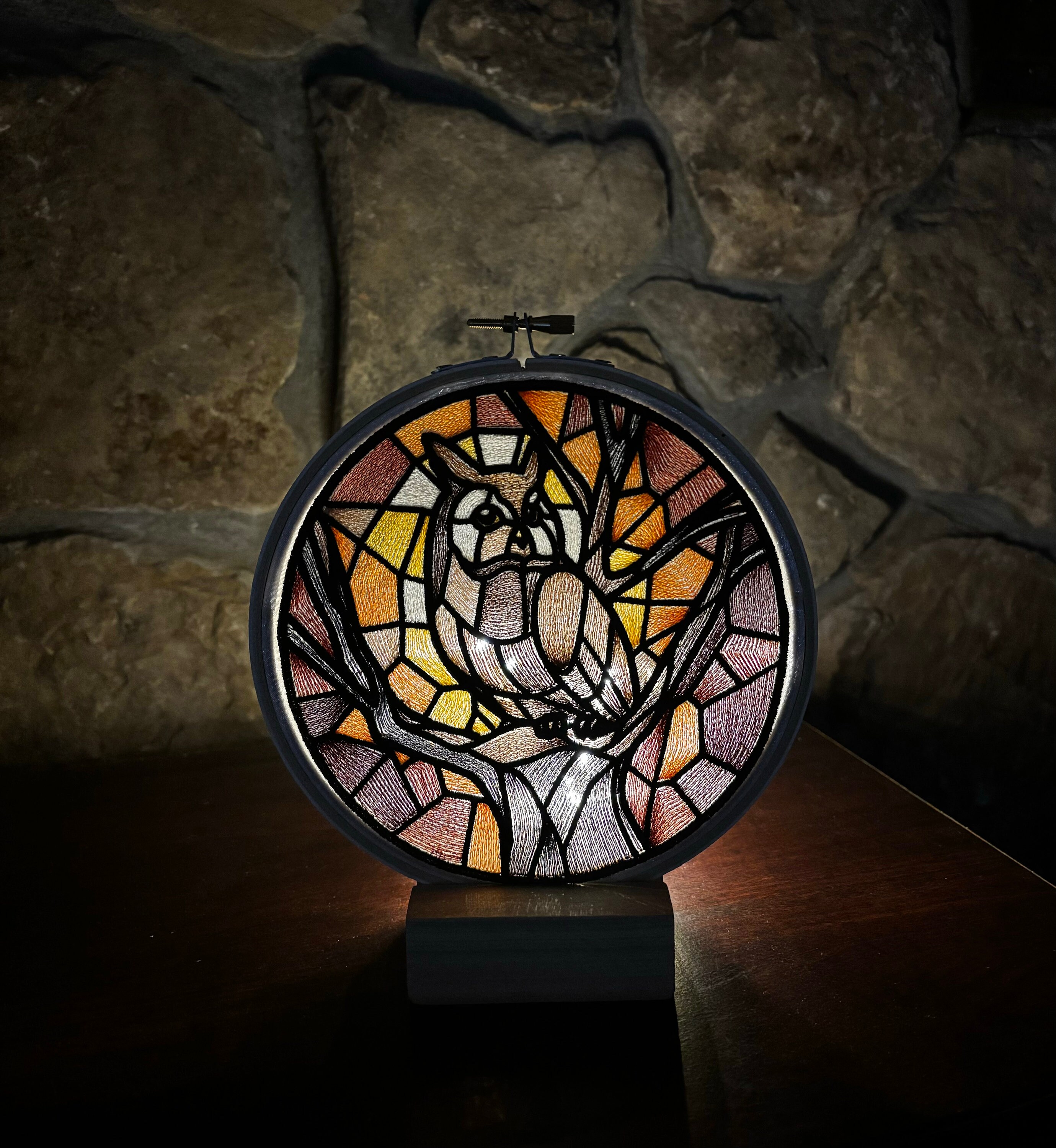 Embroidered Stained Glass Owl Design - Etsy