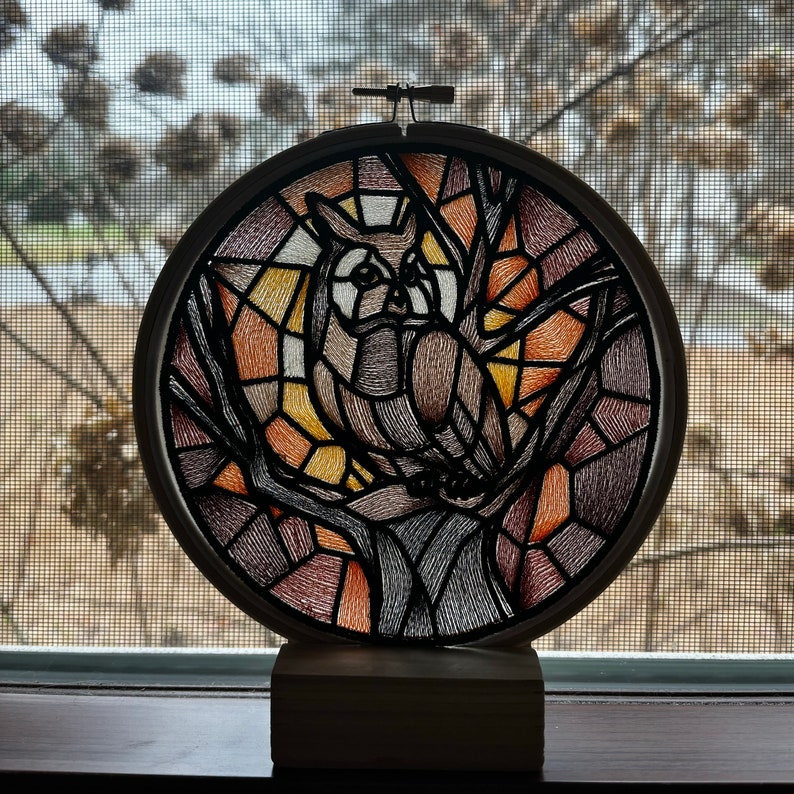 Embroidered Stained Glass Owl Design - Etsy