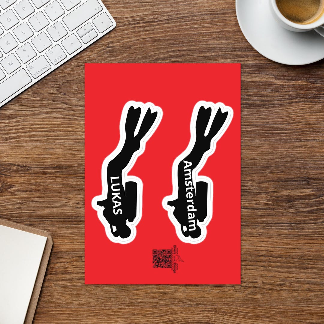 Scuba Diver Sticker 2 White Lined Stickers on a Sheet With Your Own ...